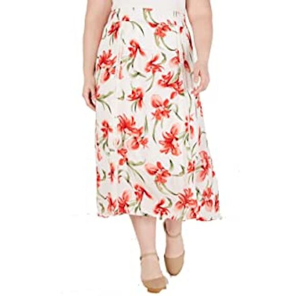 JM Collection | Skirts | Jm Collection Womens White Floral Below The ...